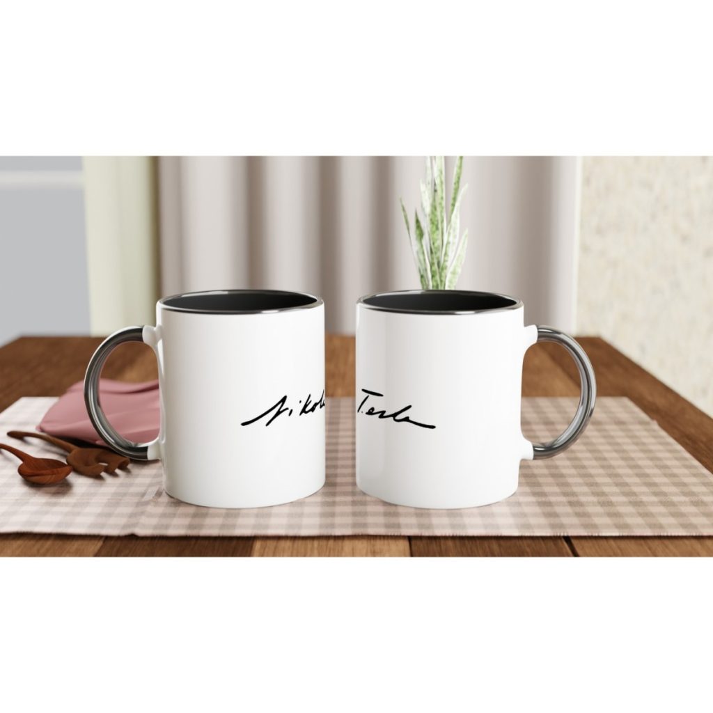 Premium Mug Nikola Tesla Signature - Nikola Tesla Legend Store